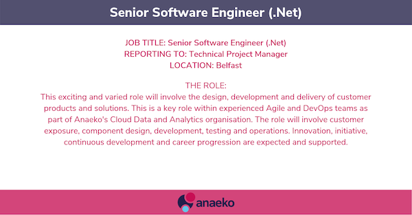 Senior Software Engineer (.Net) Job at Anaeko